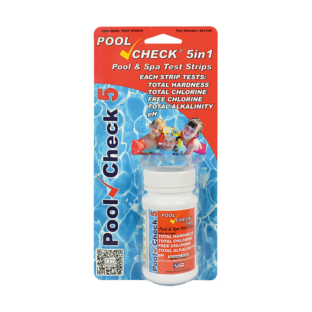 Pool Check - 5 in 1 Test Strips (Chlorine / pH / Alkalinity / Hardness