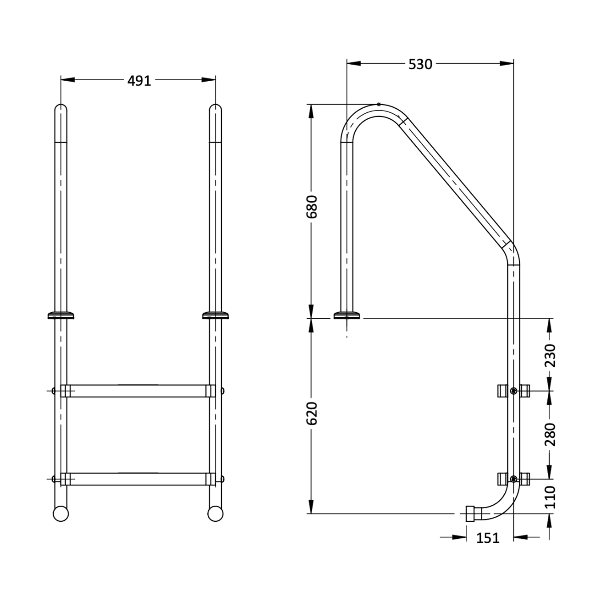 S.R.Smith - Classic Stainless Steel Pool Ladder (2, 3 & 4 Step)