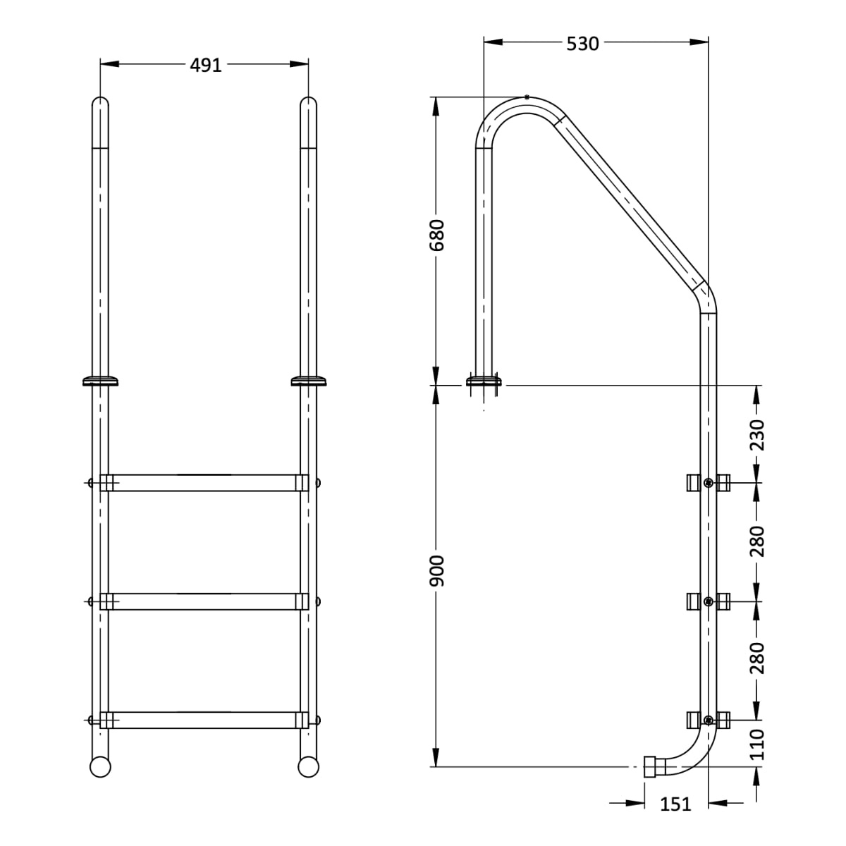 S.R.Smith - Classic Stainless Steel Pool Ladder (2, 3 & 4 Step)